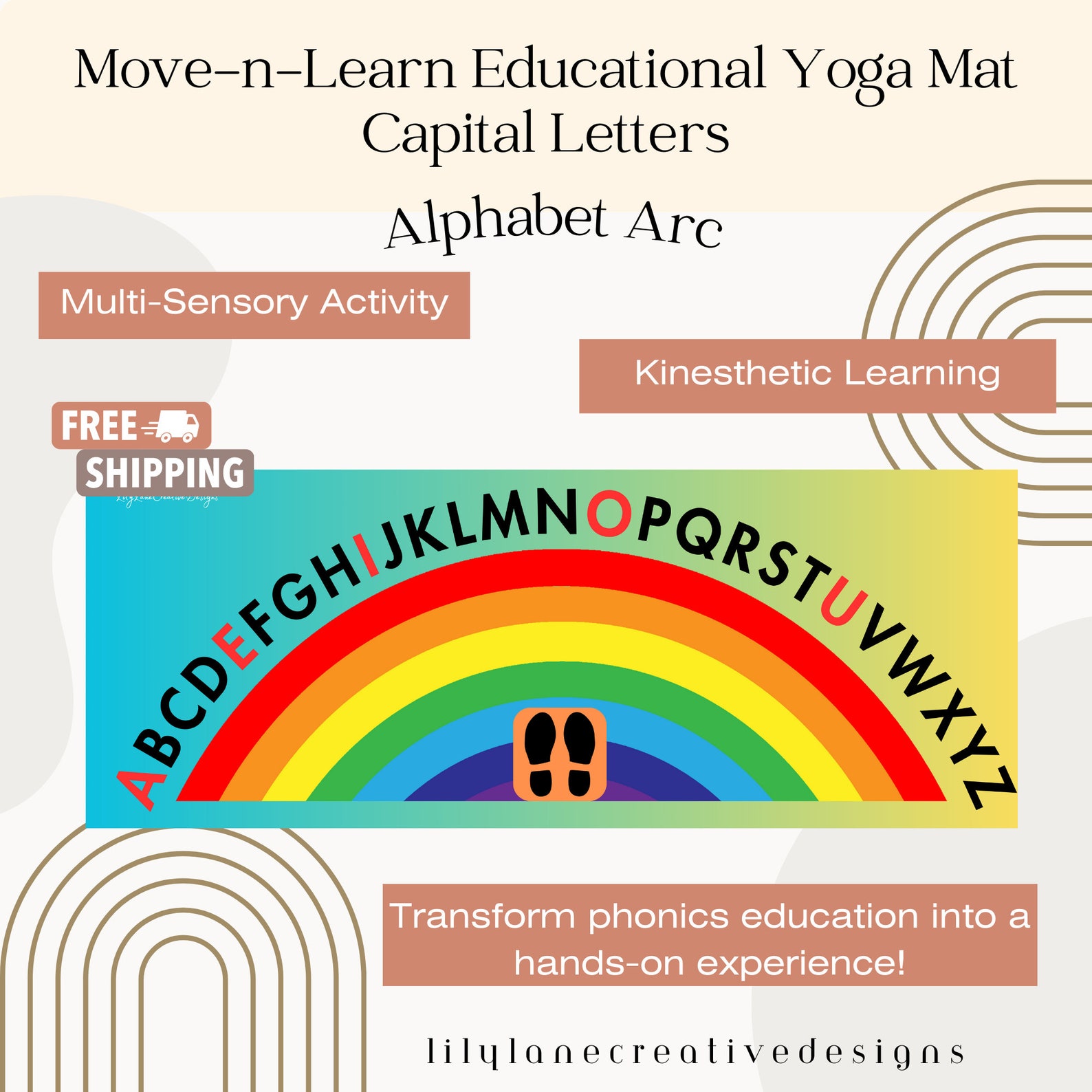 Move-n-learn Educational Yoga Mat- Alphabet Arc Capital Letters - Etsy