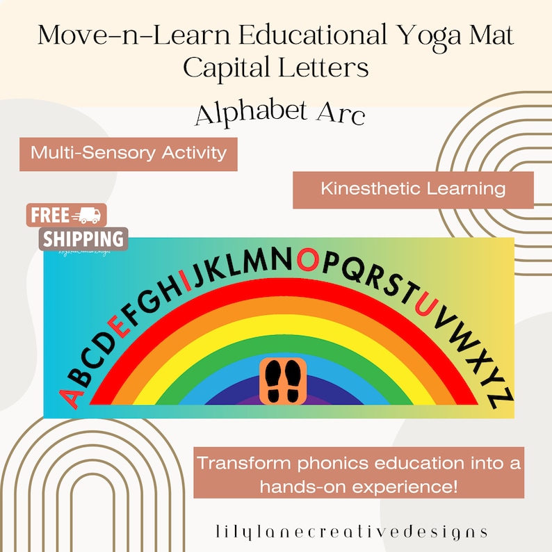 Move-n-learn Educational Yoga Mat- Alphabet Arc Capital Letters - Etsy
