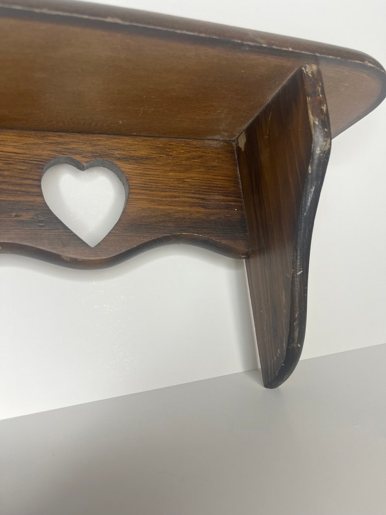 Vintage Country Style Wooden Display Shelf With Heart Eyelet Openings ...