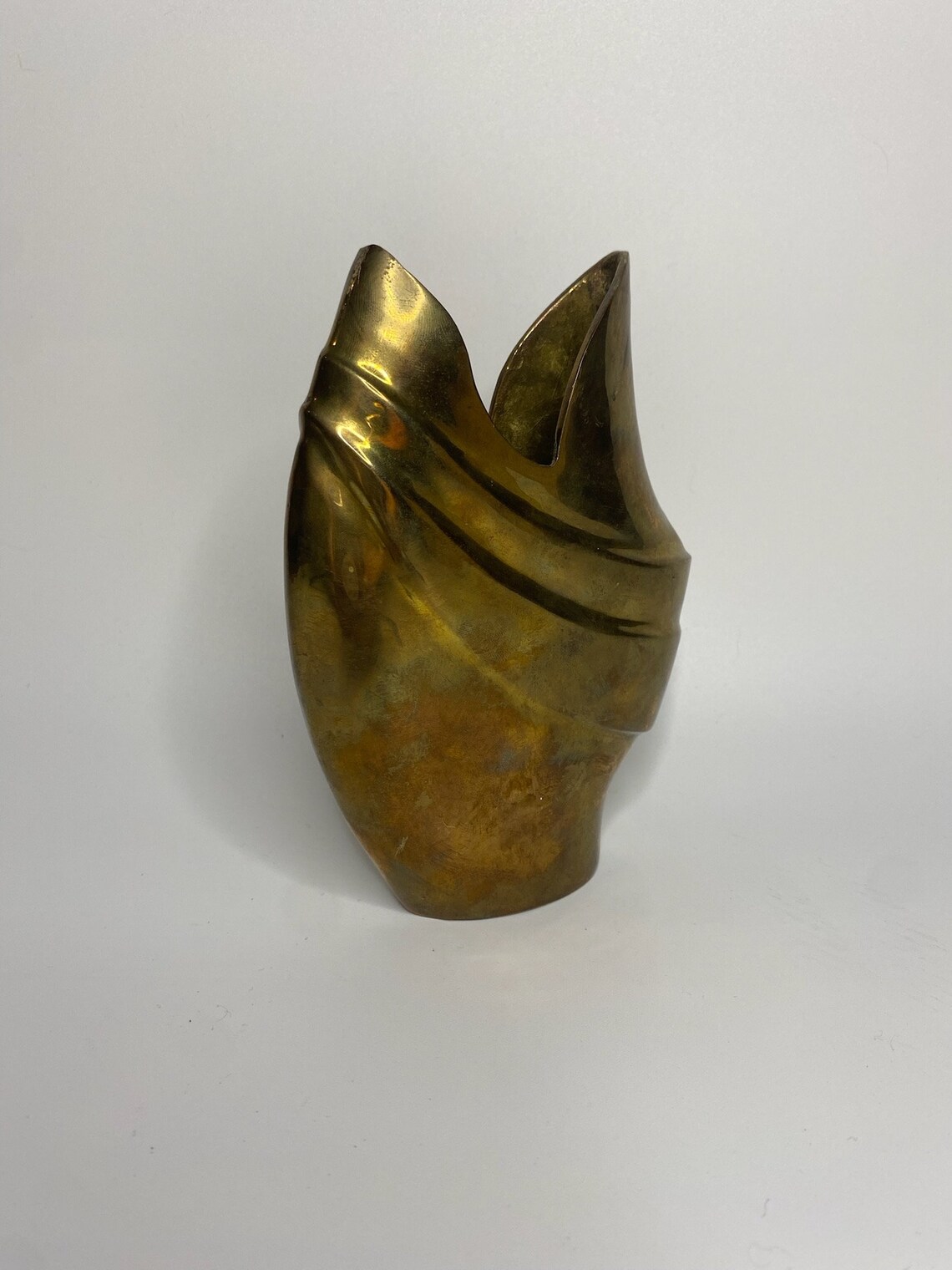 Heavy Vintage Solid Brass Bud Vase With Ruffle Detail, Antique Polished ...