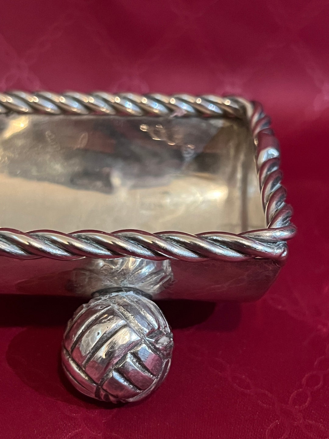 Vintage German Silverplate Footed Tray, Antique Silver Jewelry Dish ...