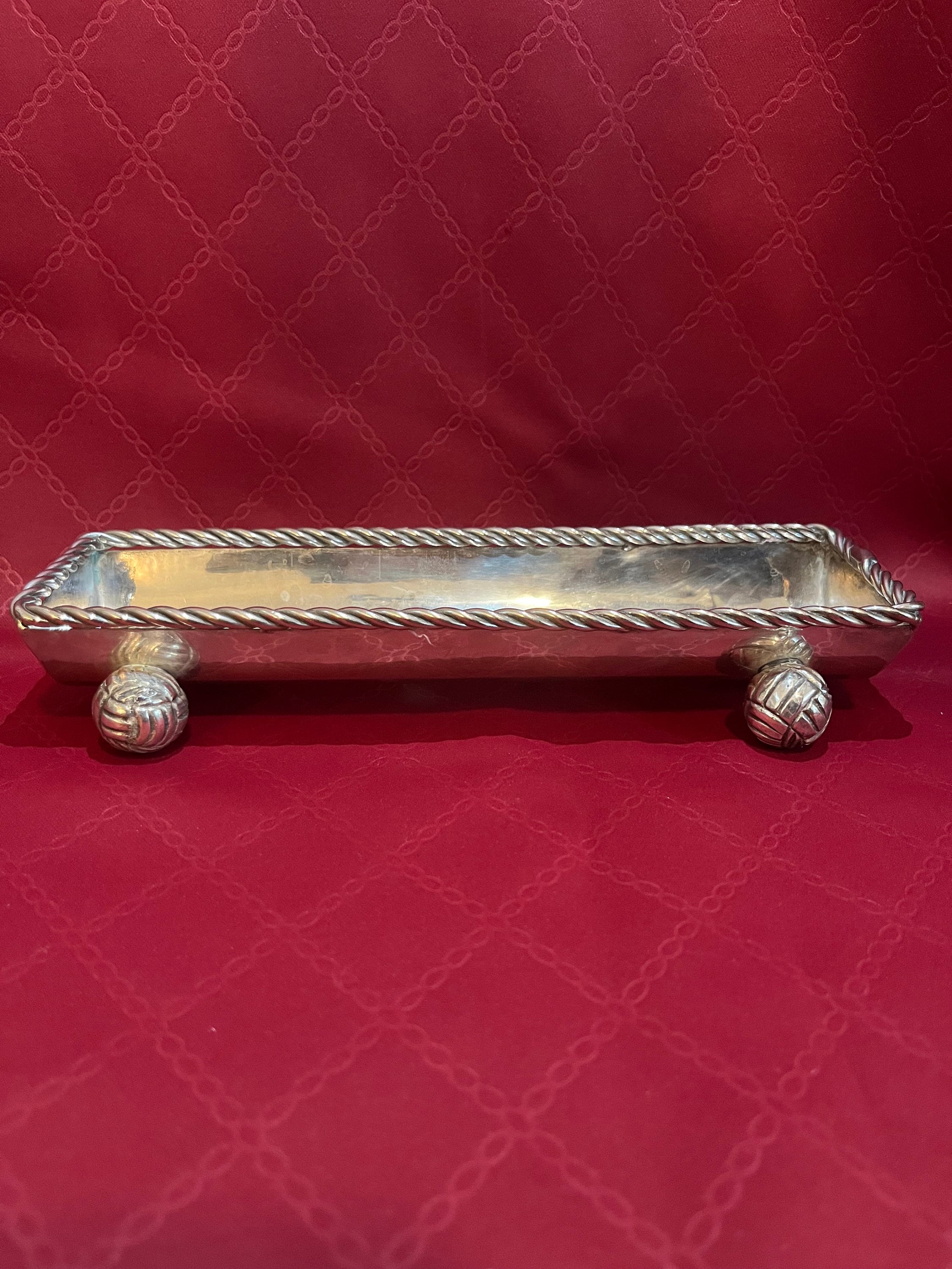 Vintage German Silverplate Footed Tray, Antique Silver Jewelry Dish ...