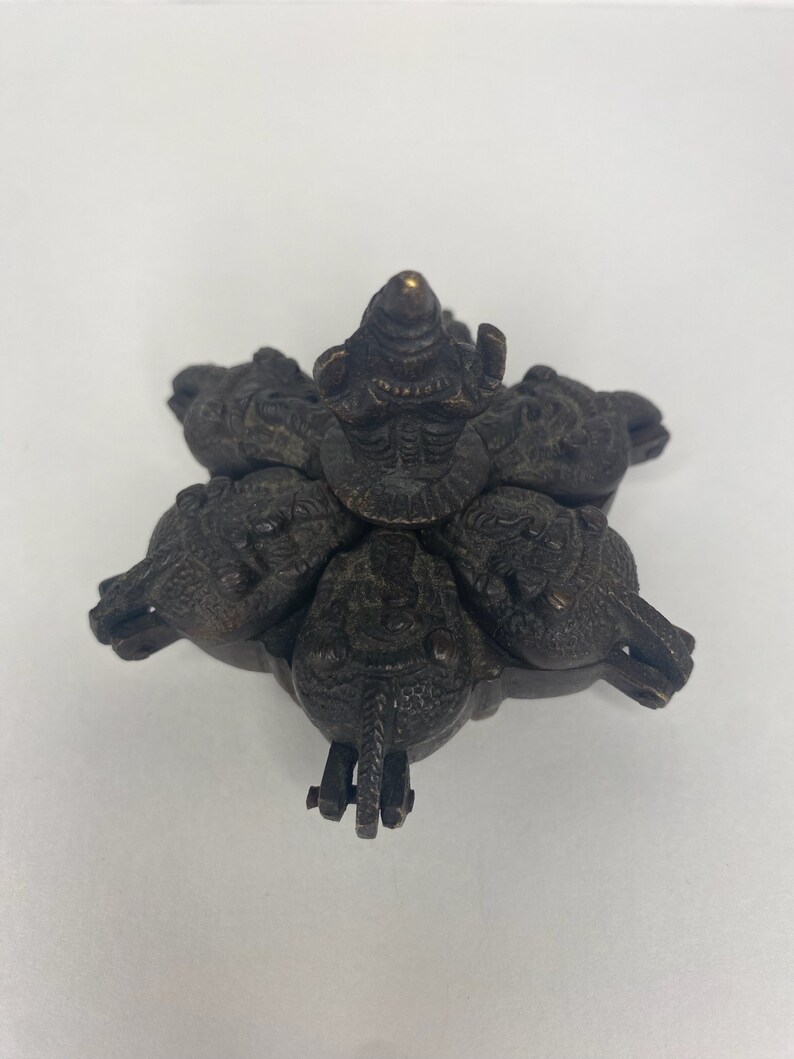 Rare Cast Iron Ganesh Tilak Box, Metal Kumkum Box, Sindoor Box, Indian ...