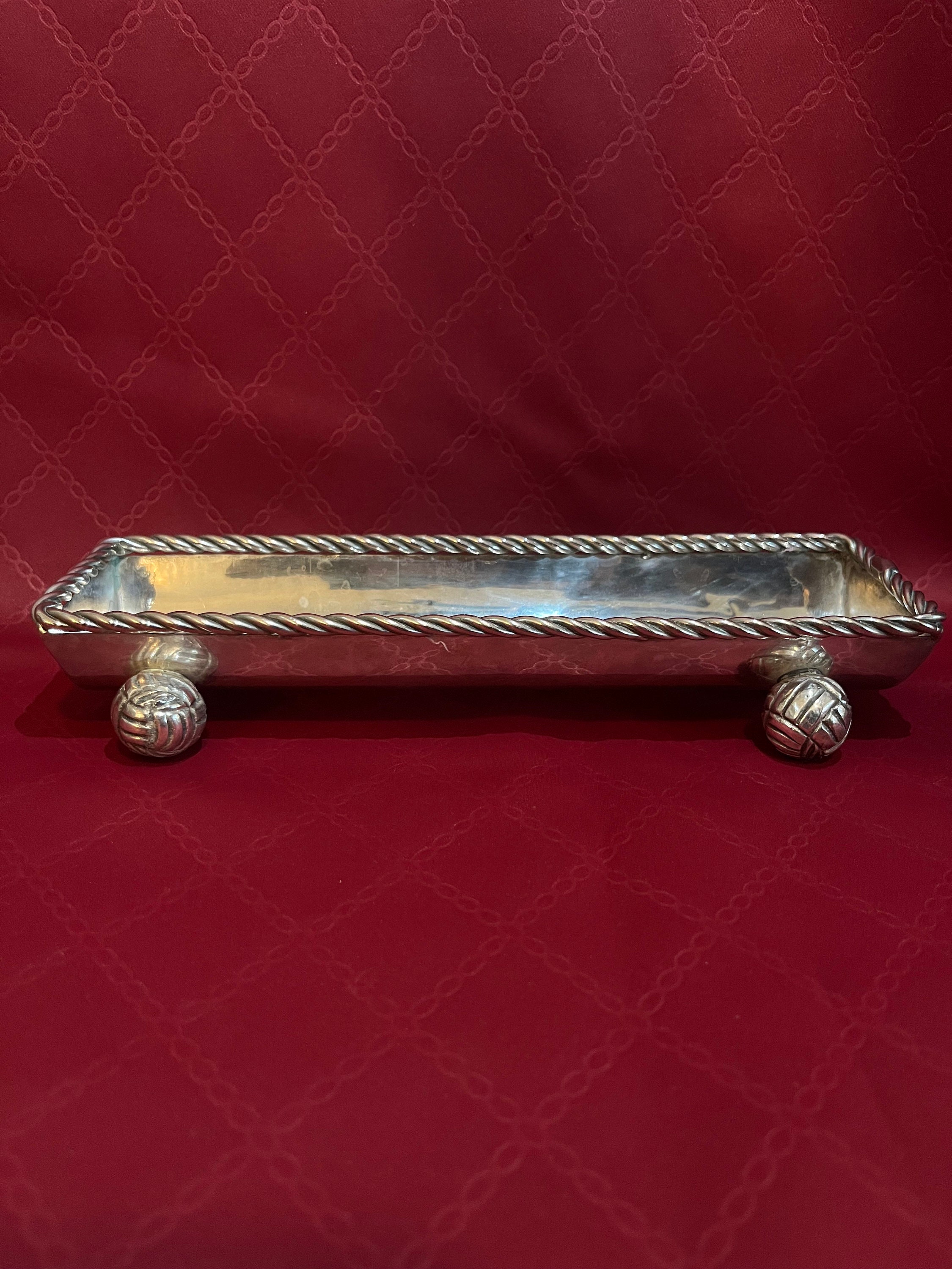 Vintage German Silverplate Footed Tray, Antique Silver Jewelry Dish ...