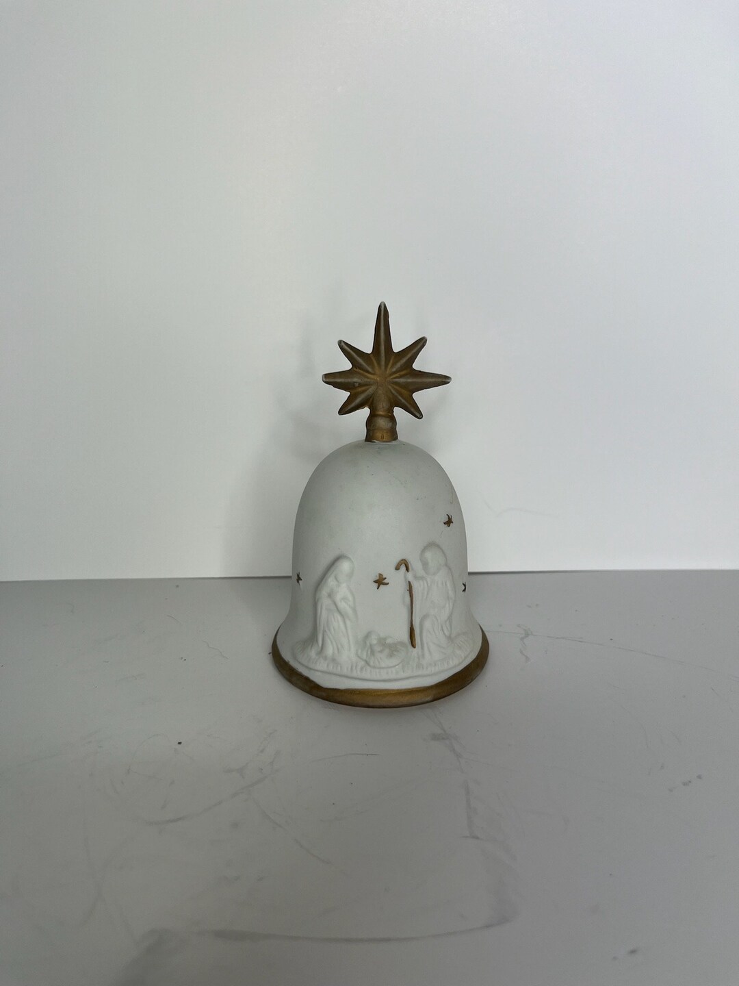Small Vintage Porcelain Nativity Christmas Bell, Antique Miniature ...
