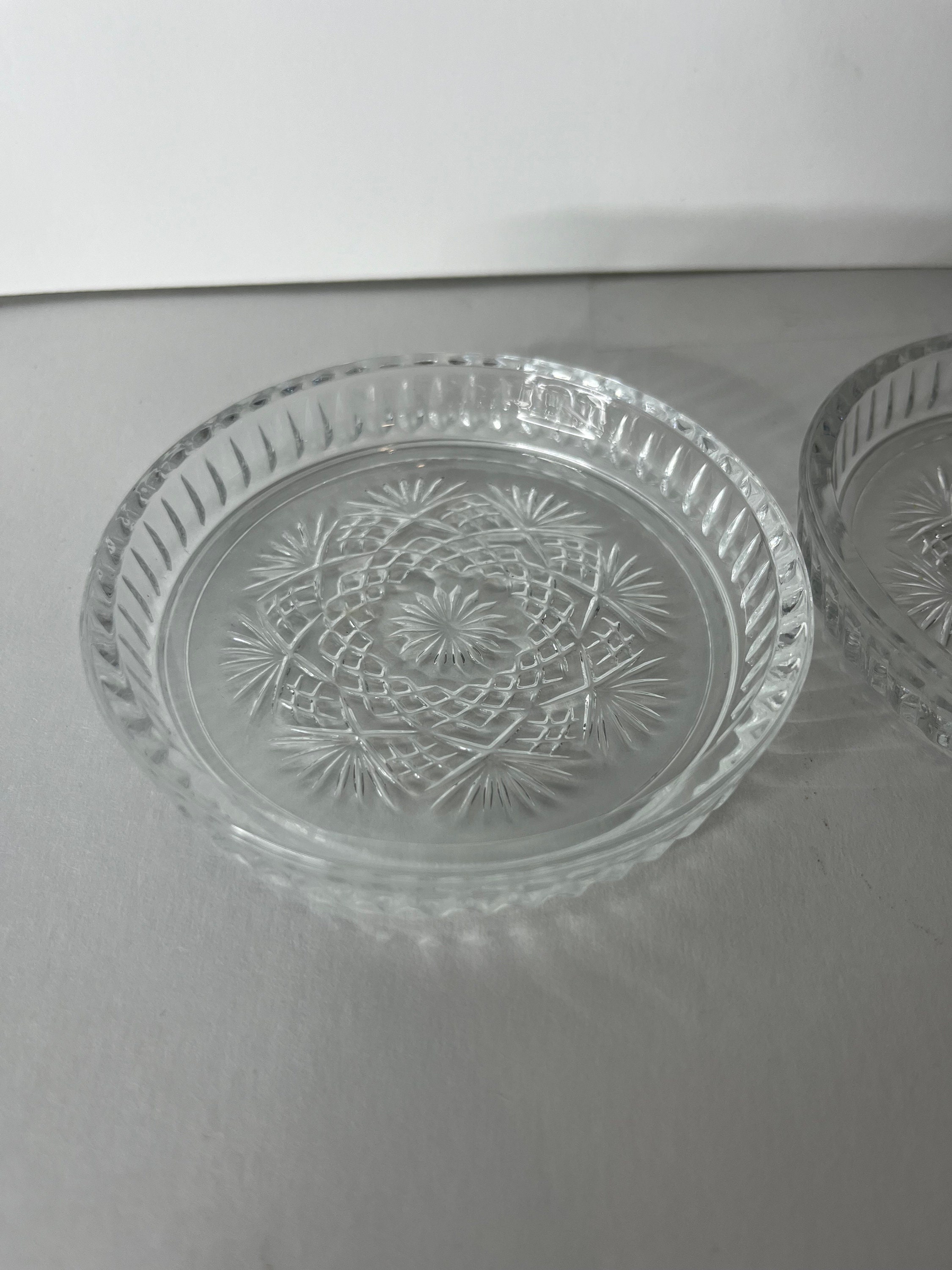 Set of 3 Antique Crystal Coasters, Vintage Glass Stackable Coaster Set ...