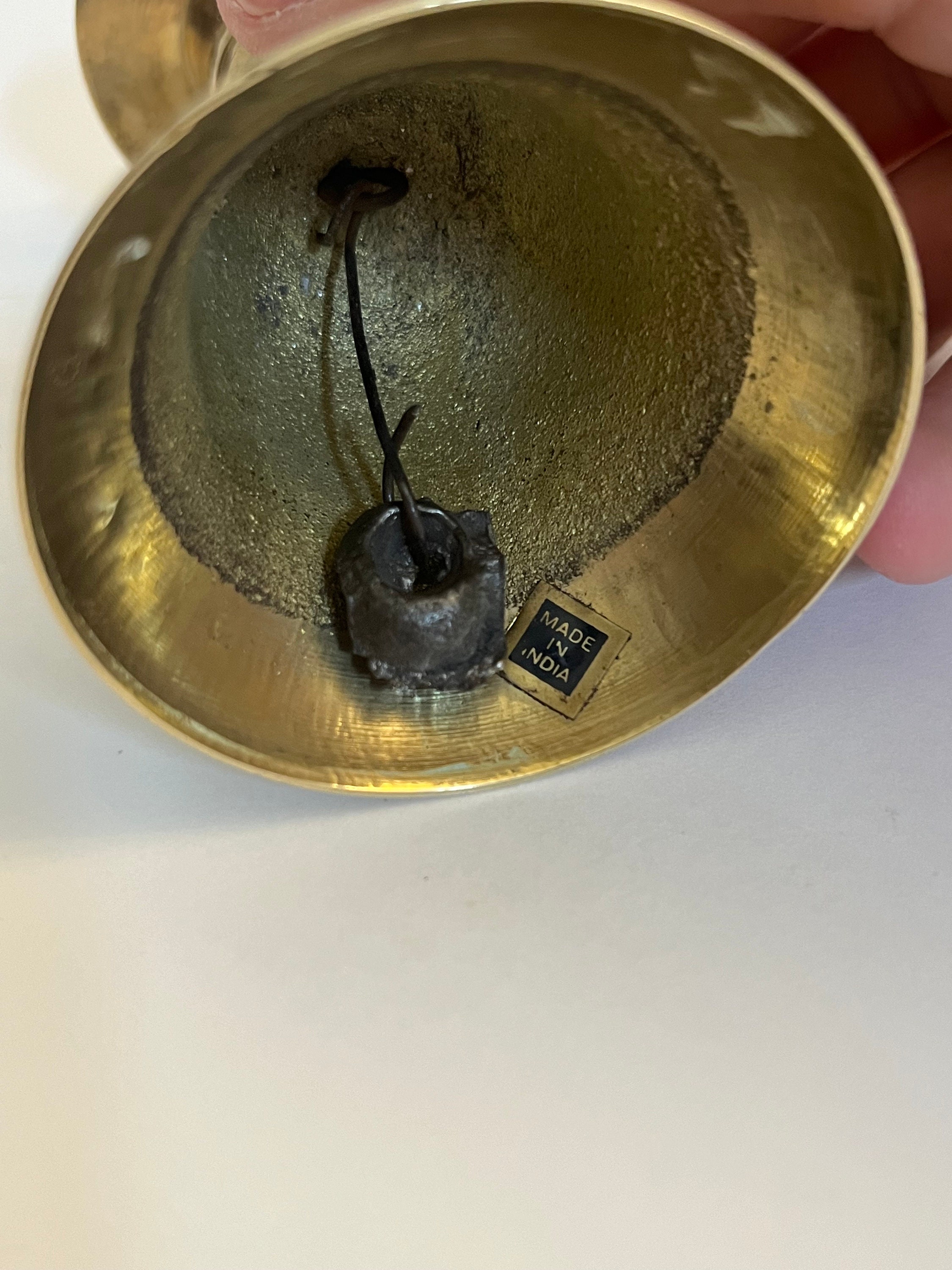Vintage Etched Brass Dinner Bell and Candlestick Holder 1960s, Antique ...
