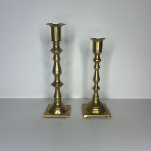 Pair of Antique Brass Candlestick Holders, Antique Brass Taper Candle Holders, Set of Two ...
