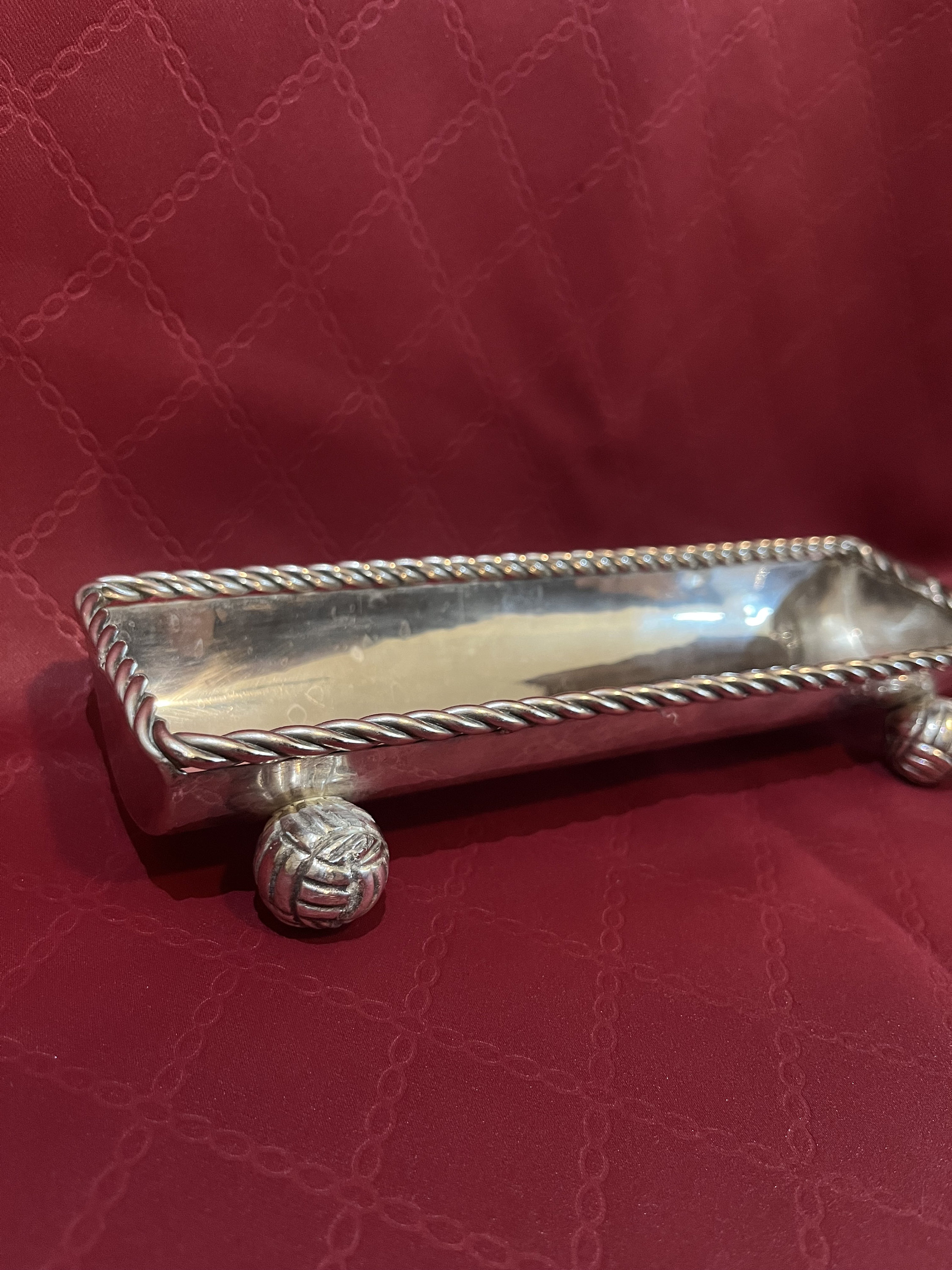 Vintage German Silverplate Footed Tray, Antique Silver Jewelry Dish ...