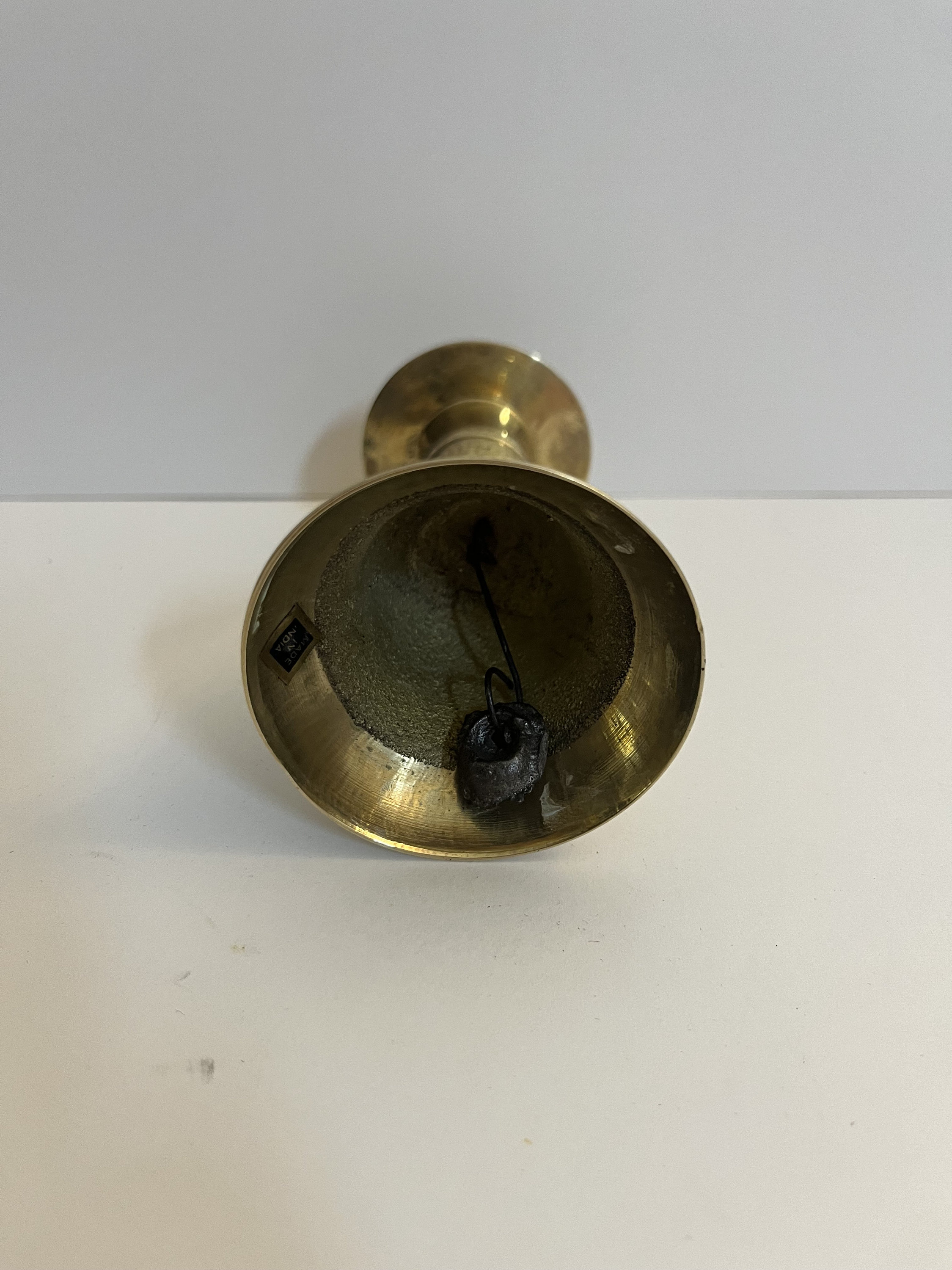 Vintage Etched Brass Dinner Bell and Candlestick Holder 1960s, Antique ...