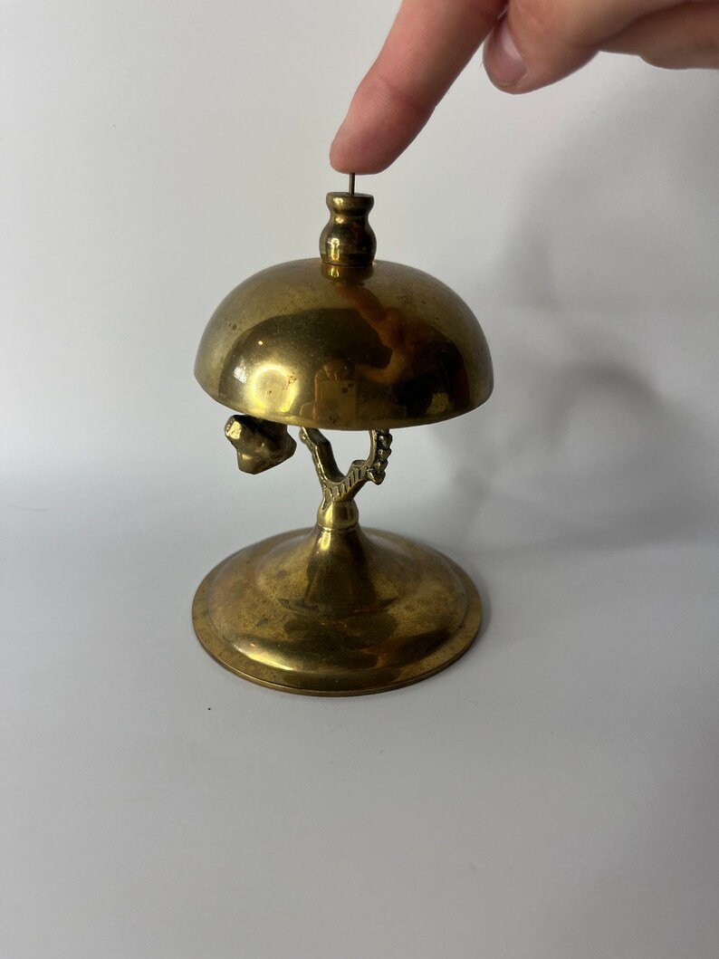 Vintage Hotel Front Desk Counter Service Solid Brass Gold Tone Bell ...
