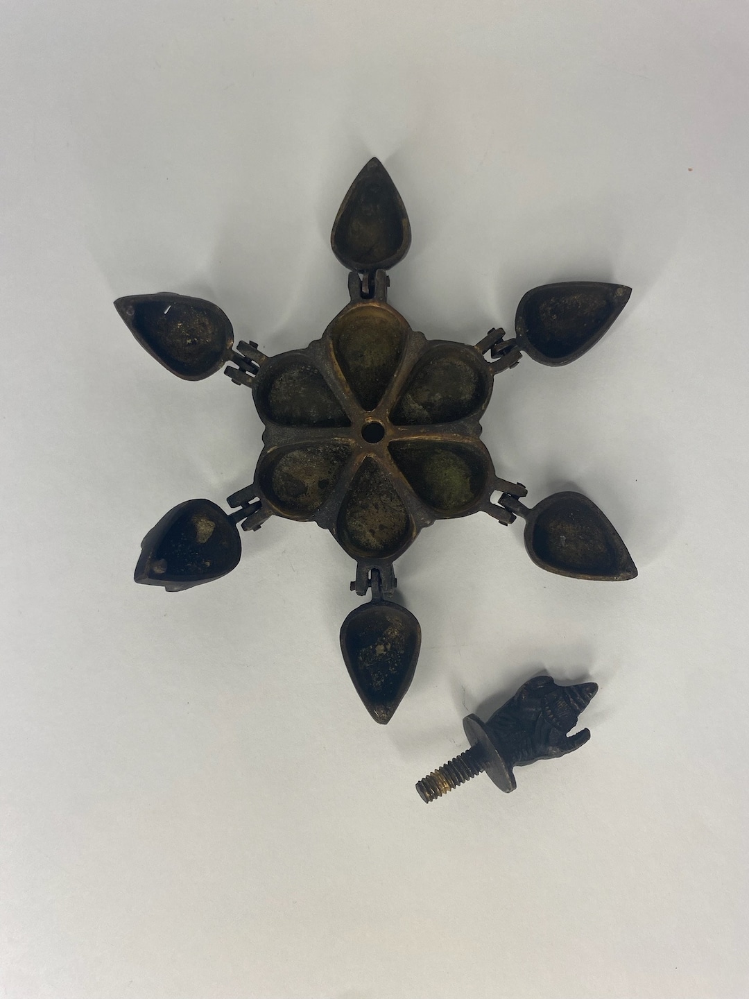 Rare Cast Iron Ganesh Tilak Box, Metal Kumkum Box, Sindoor Box, Indian ...