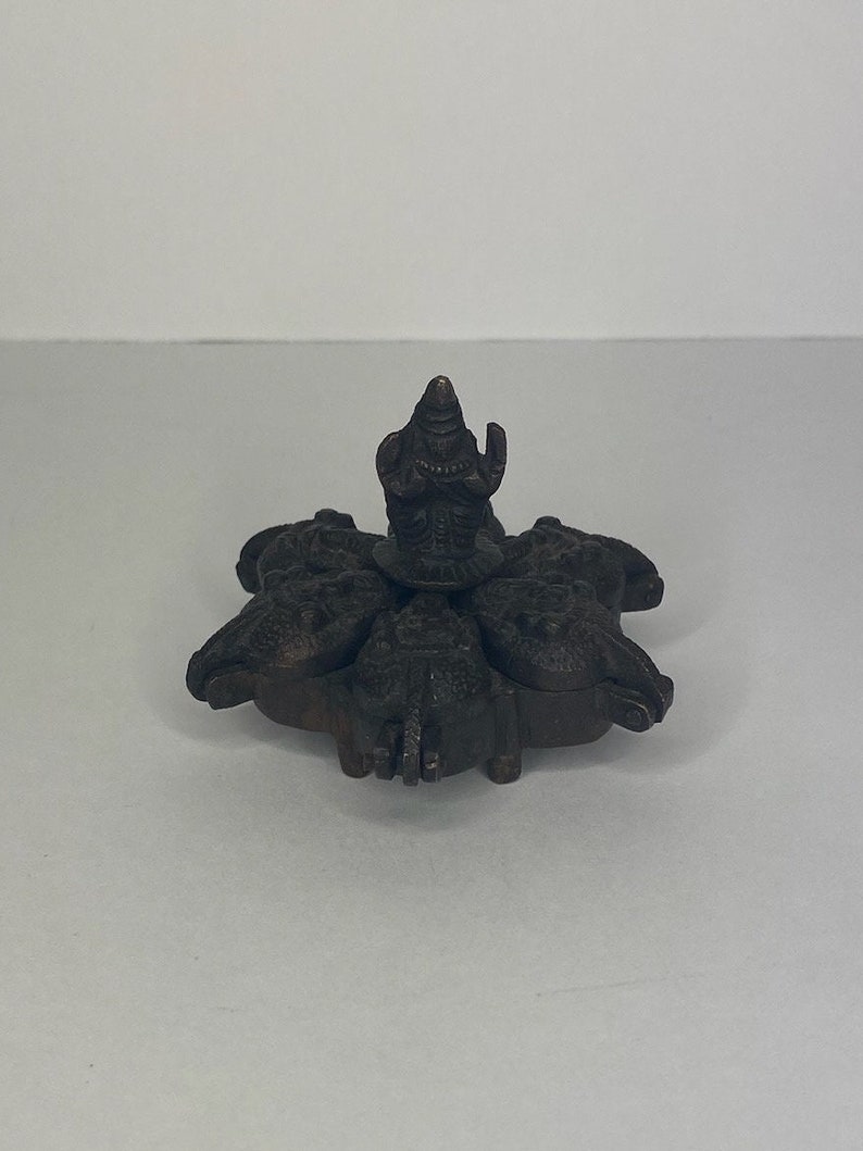 Rare Cast Iron Ganesh Tilak Box, Metal Kumkum Box, Sindoor Box, Indian ...