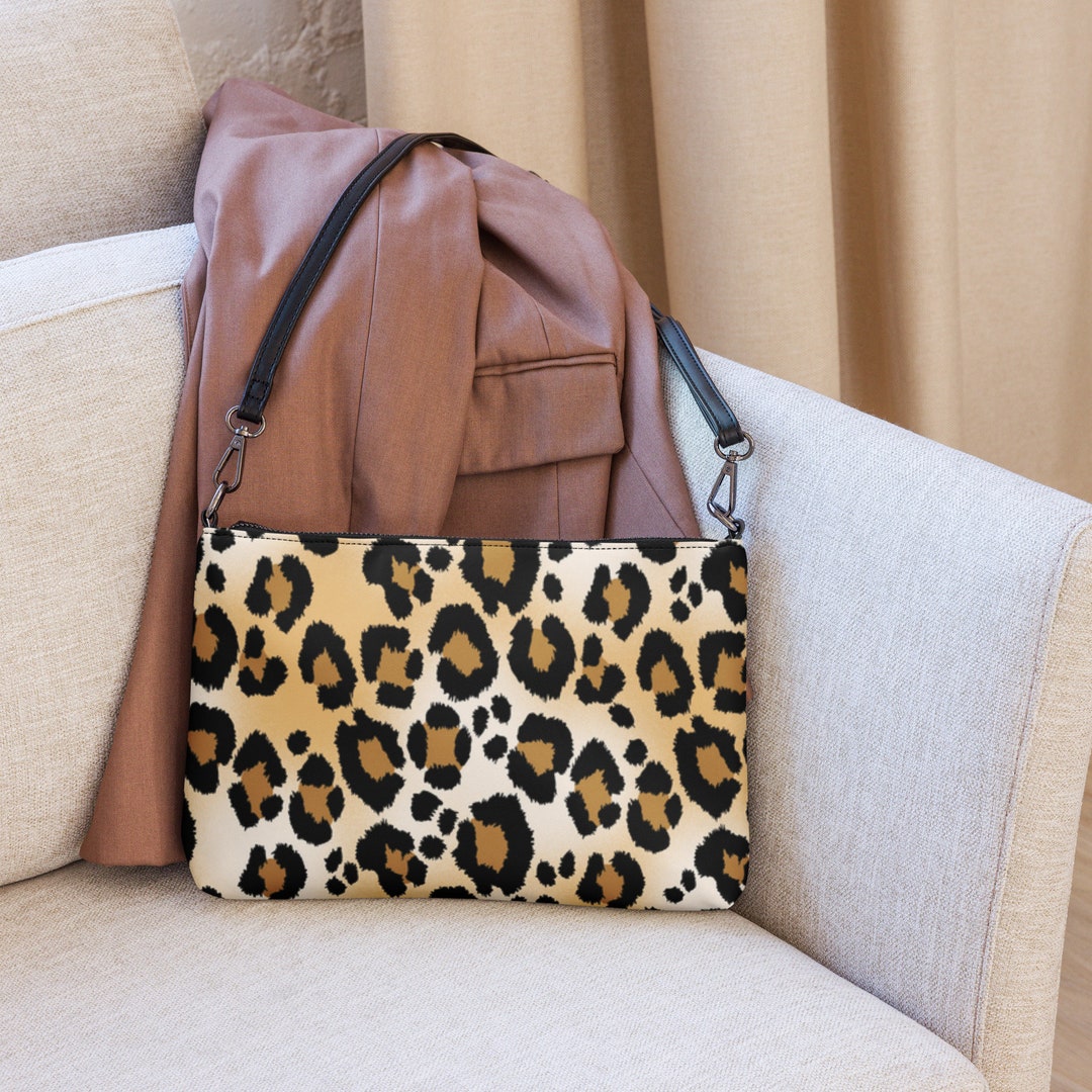 Chic Leopard Print Faux Leather Crossbody Bag - Etsy