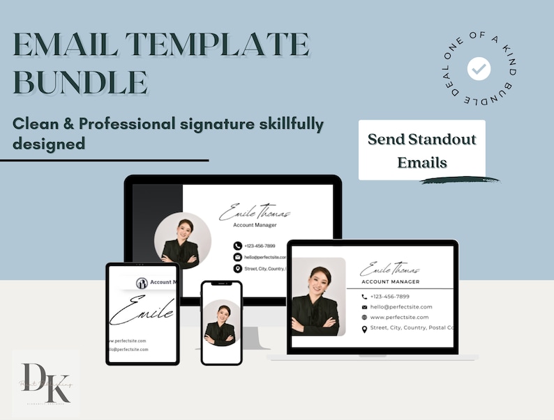 Email Signature Template With Logo & Photo Editable Canva Signature ...