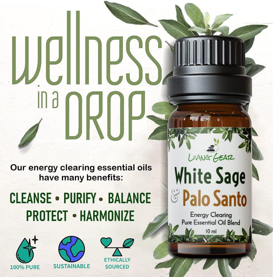White Sage and Palo Santo Diffuser Essential Oil for Energy Clearing ...