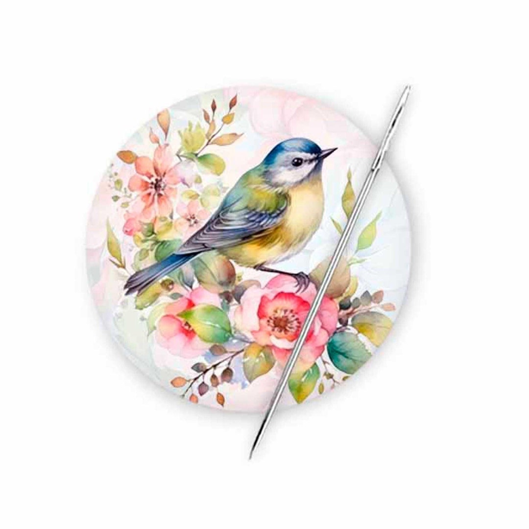 Bird Needle Minder Floral Background, Bird Magnet Minder, Cross Stitch ...