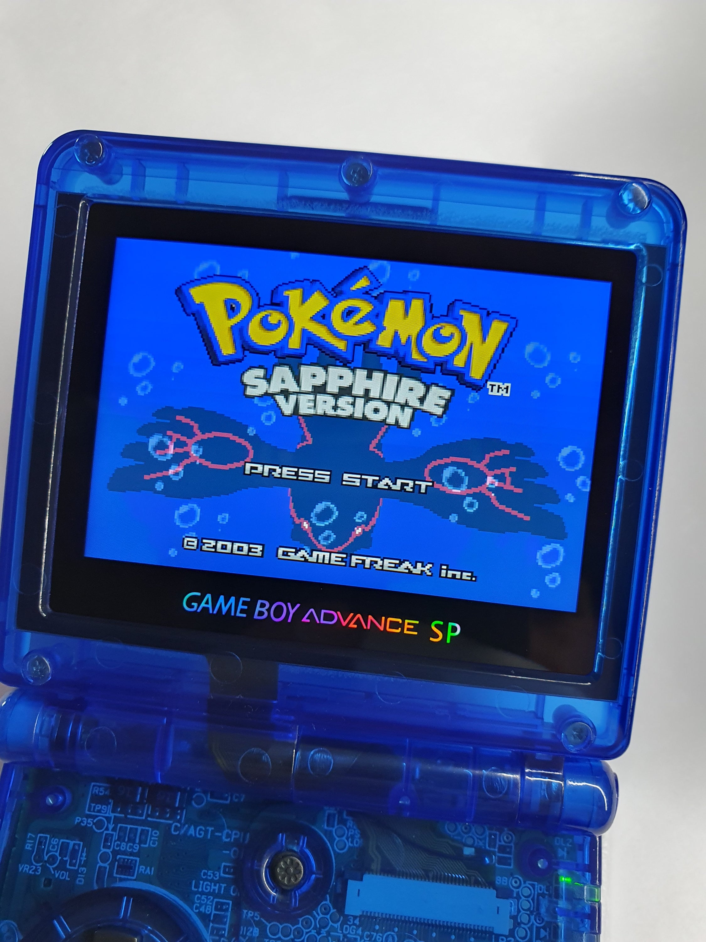 Nintendo Gameboy Advance SP Mirror Clear Blue Funnyplaying IPS USB-C ...