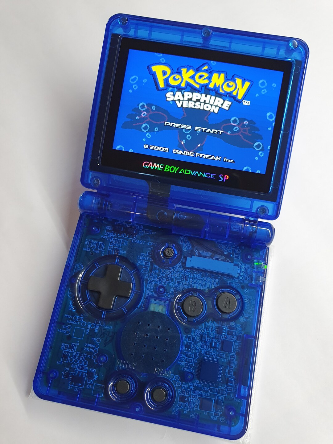 Nintendo Gameboy Advance SP Mirror Clear Blue Funnyplaying IPS USB-C ...