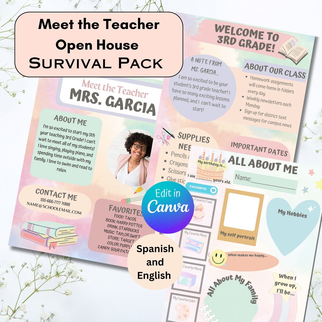 Back to School Bundle, Meet the Teacher Spanish English Editable ...