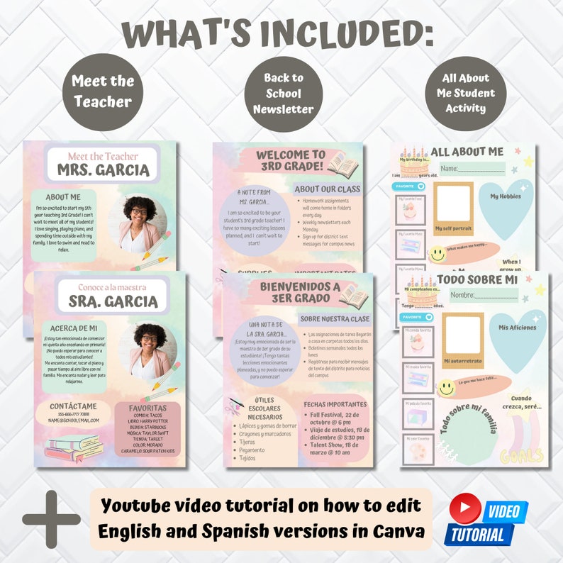 Back to School Bundle, Meet the Teacher Spanish English Editable ...