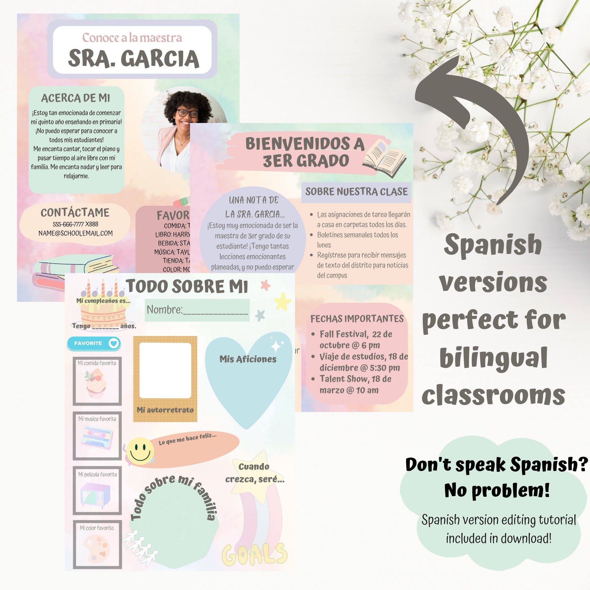 Back to School Bundle, Meet the Teacher Spanish English Editable ...