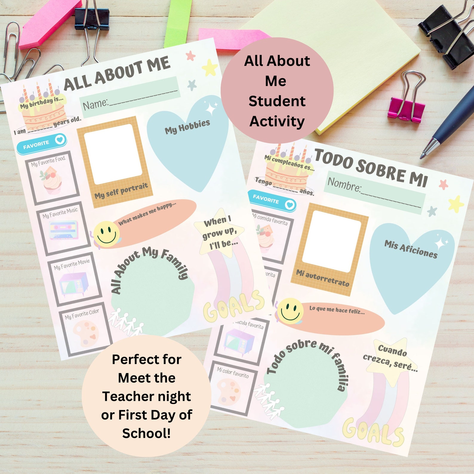Back to School Bundle, Meet the Teacher Spanish English Editable ...