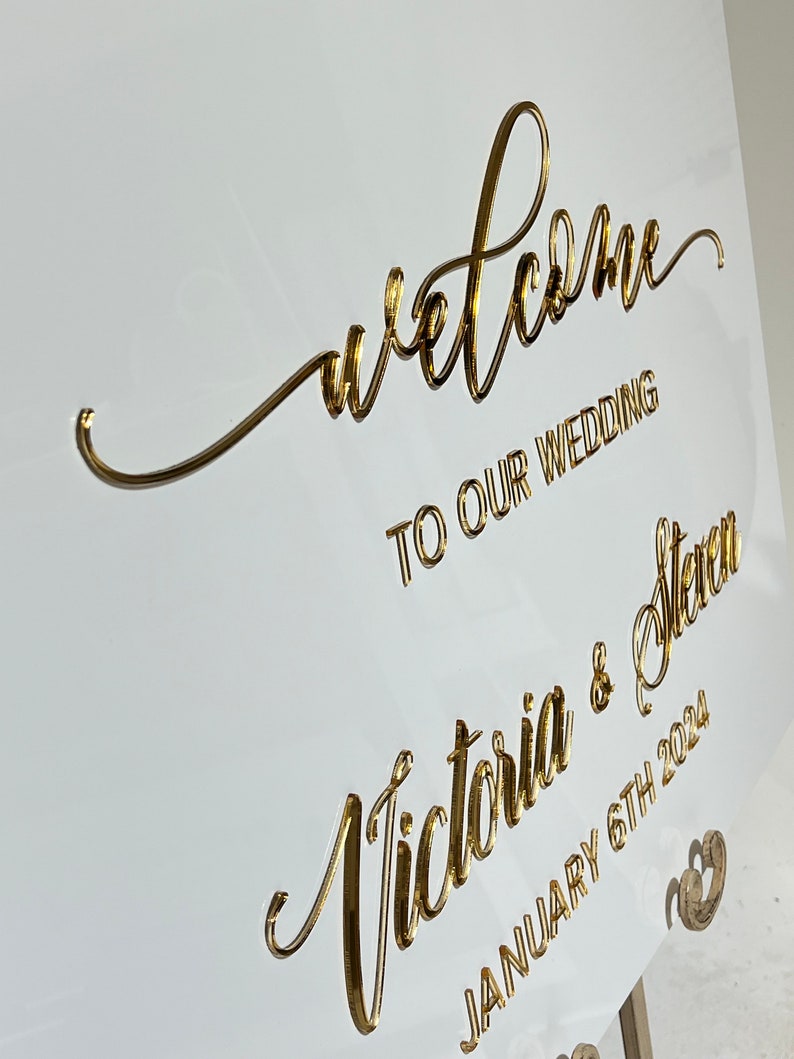 Custom Acrylic Welcome Sign | Welcome Sign | Wedding Name Sign | White ...