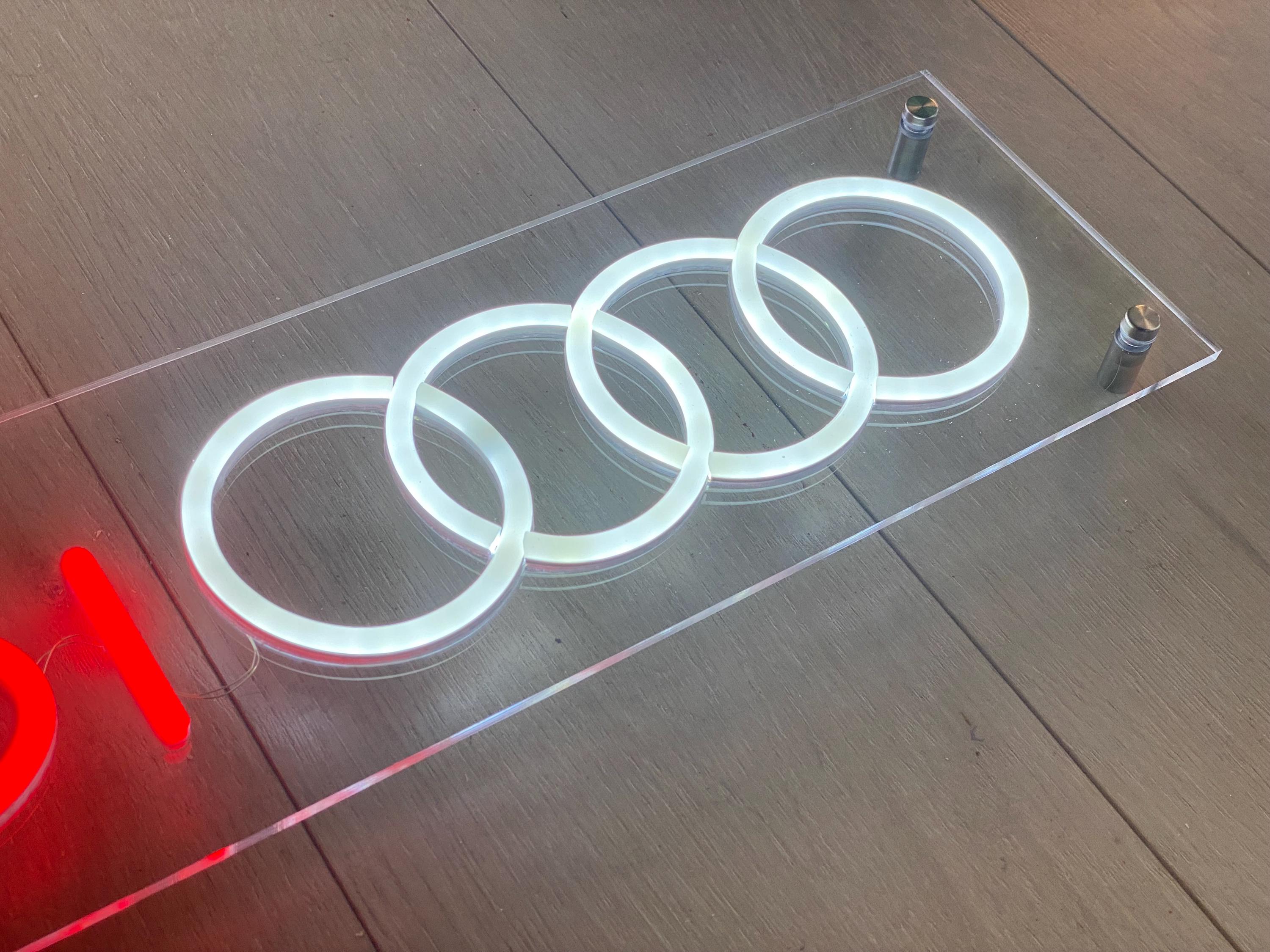 Audi LED Neon Logo Sign - Custom Car Wall Decor, Luxury Car LED Light ...