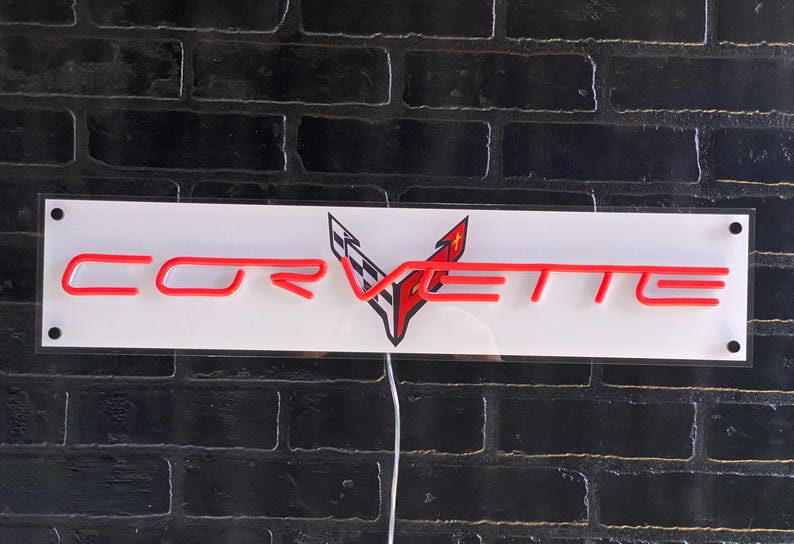 Corvette LED Neon Sign - Wall Decor for Garage, Muscle Car Enthusiast ...