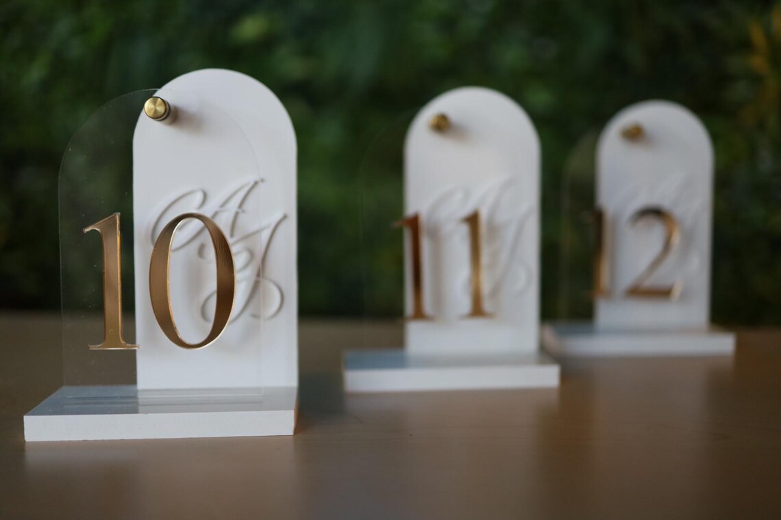 Gold Acrylic Arch Table Number: Modern Wedding Reception Decor - Etsy
