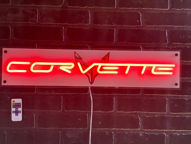 Corvette LED Neon Sign - Wall Decor for Garage, Muscle Car Enthusiast ...