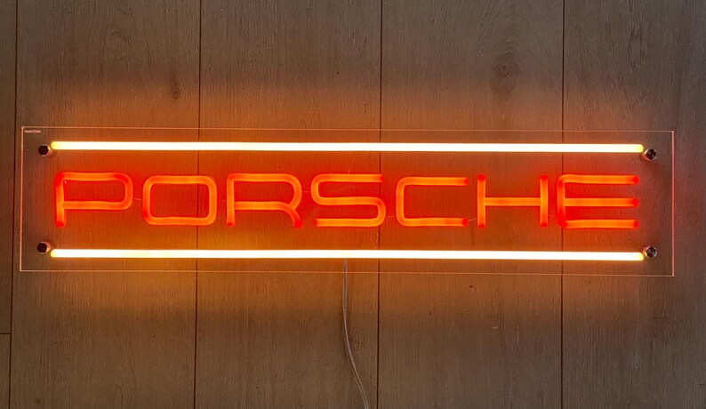 Porsche Logo LED Neon Sign Wall Decor for Garage, Sports Car Enthusiast ...