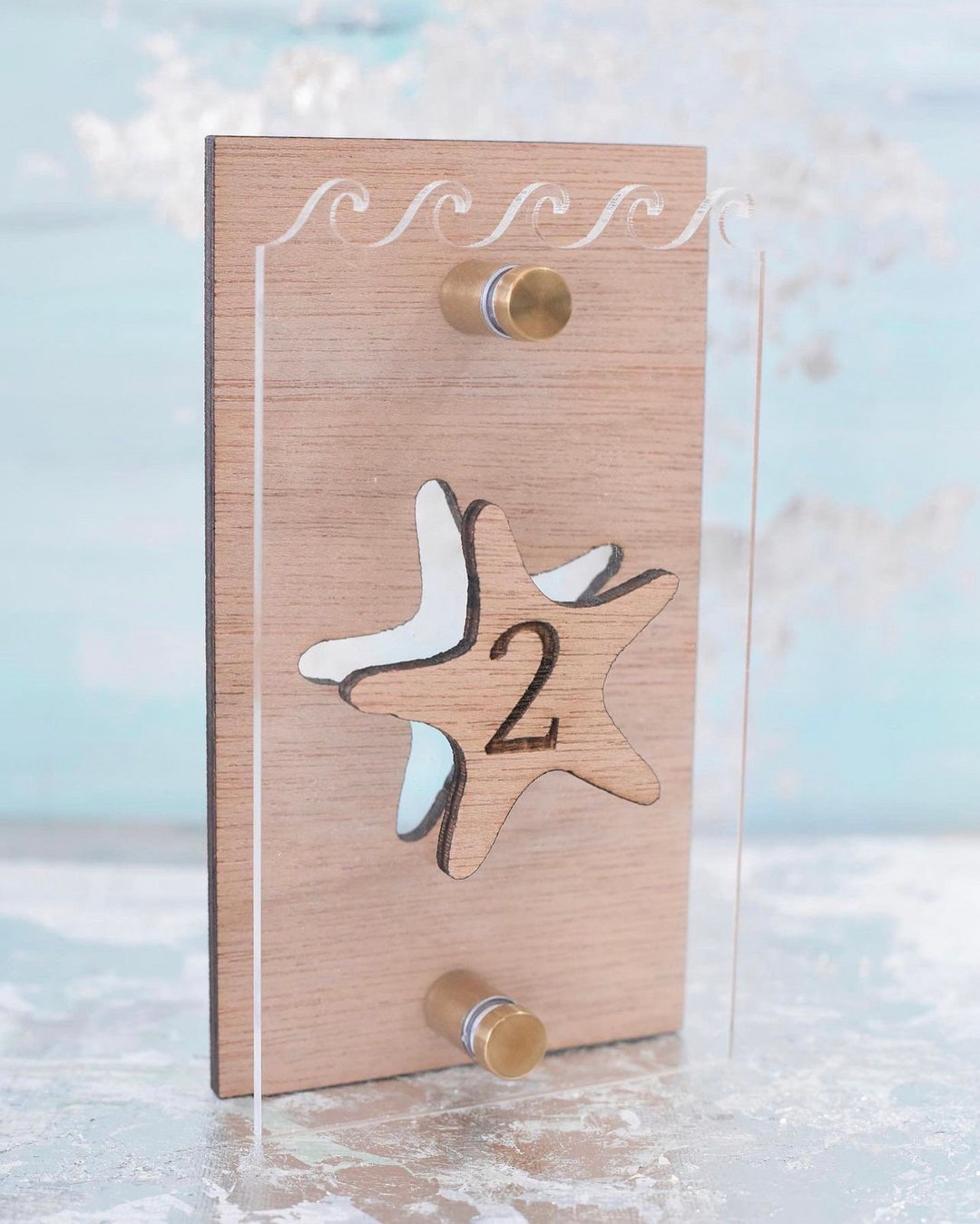 Números de mesa con temática costera madera acrílico - Etsy México