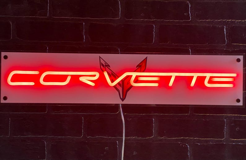 Corvette LED Neon Sign - Wall Decor for Garage, Muscle Car Enthusiast ...