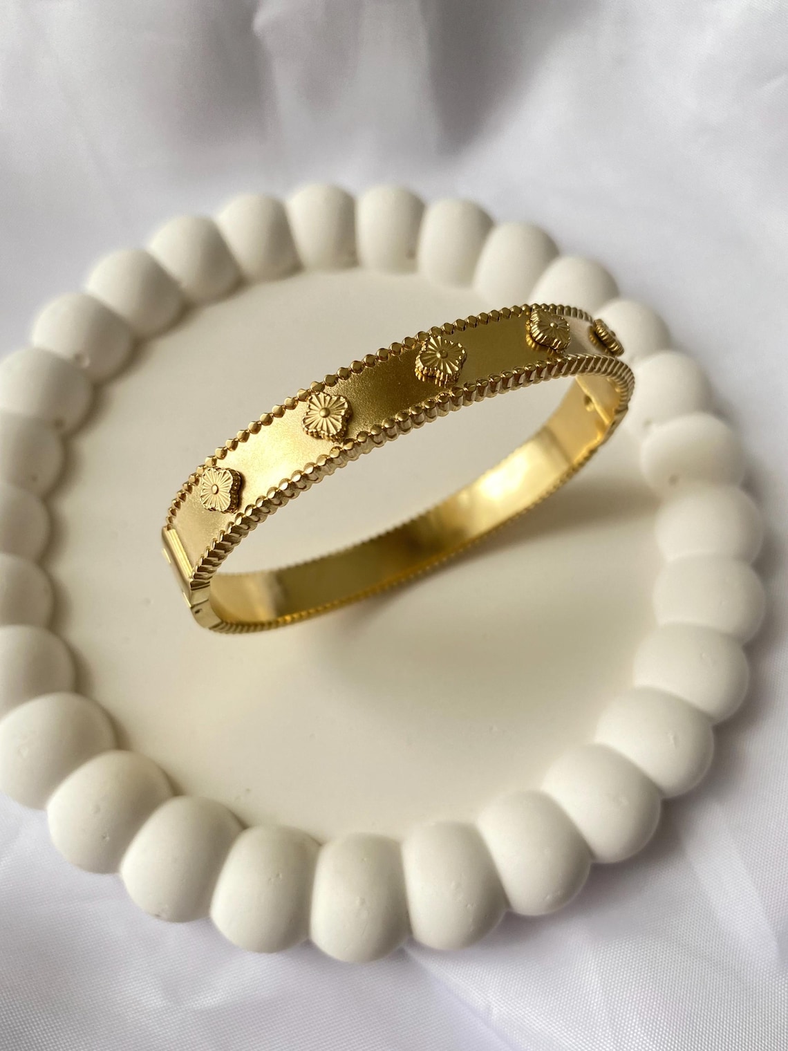 Luxury Gold Hinge Bangle, Stainless Steel, Gold Bangle, Open Cuff ...