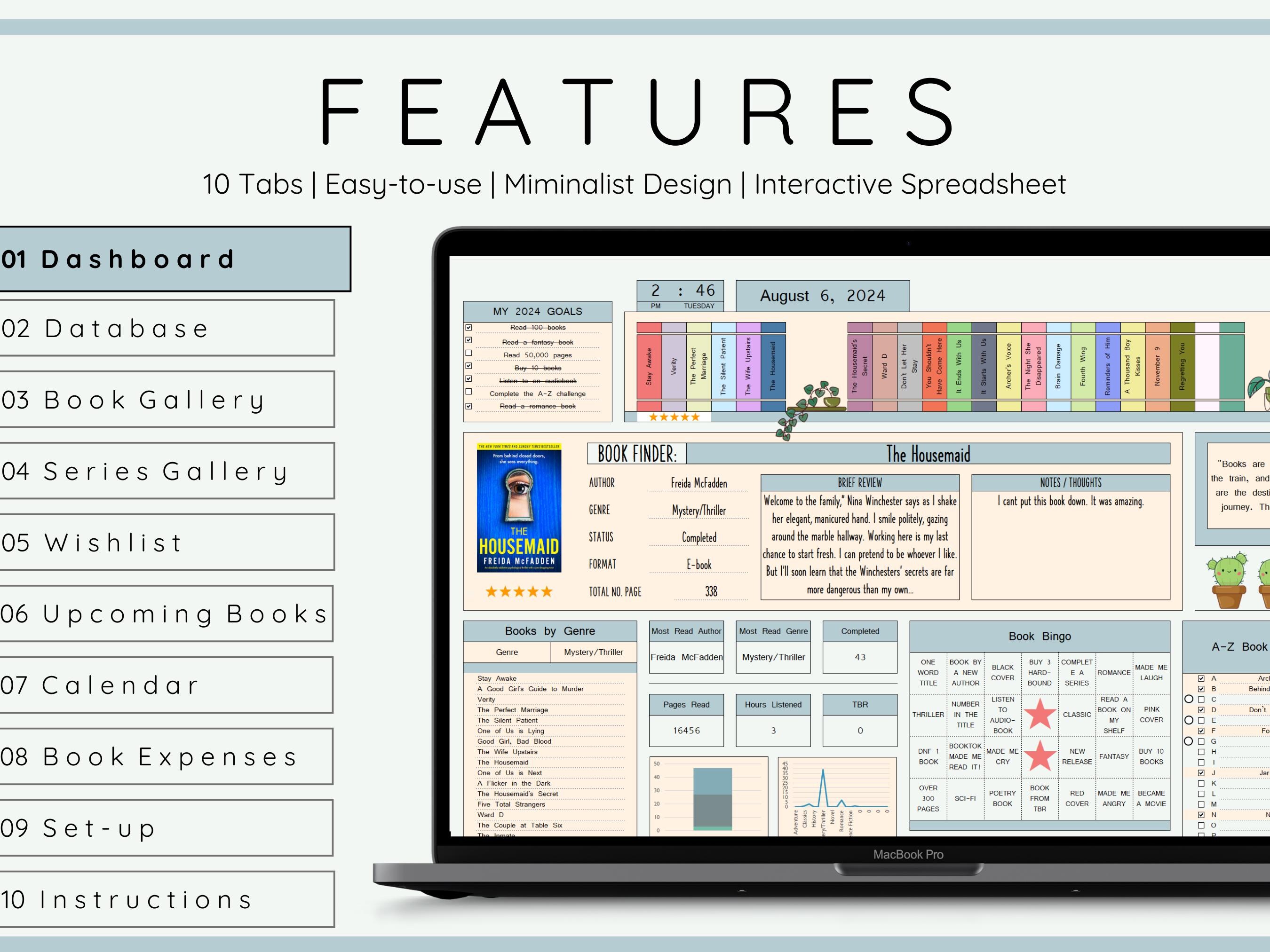 Book Tracker Reading Spreadsheet 2025 Digital Planner Template for Book ...