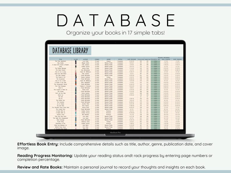 Book Tracker Reading Spreadsheet 2025 Digital Planner Template for Book ...