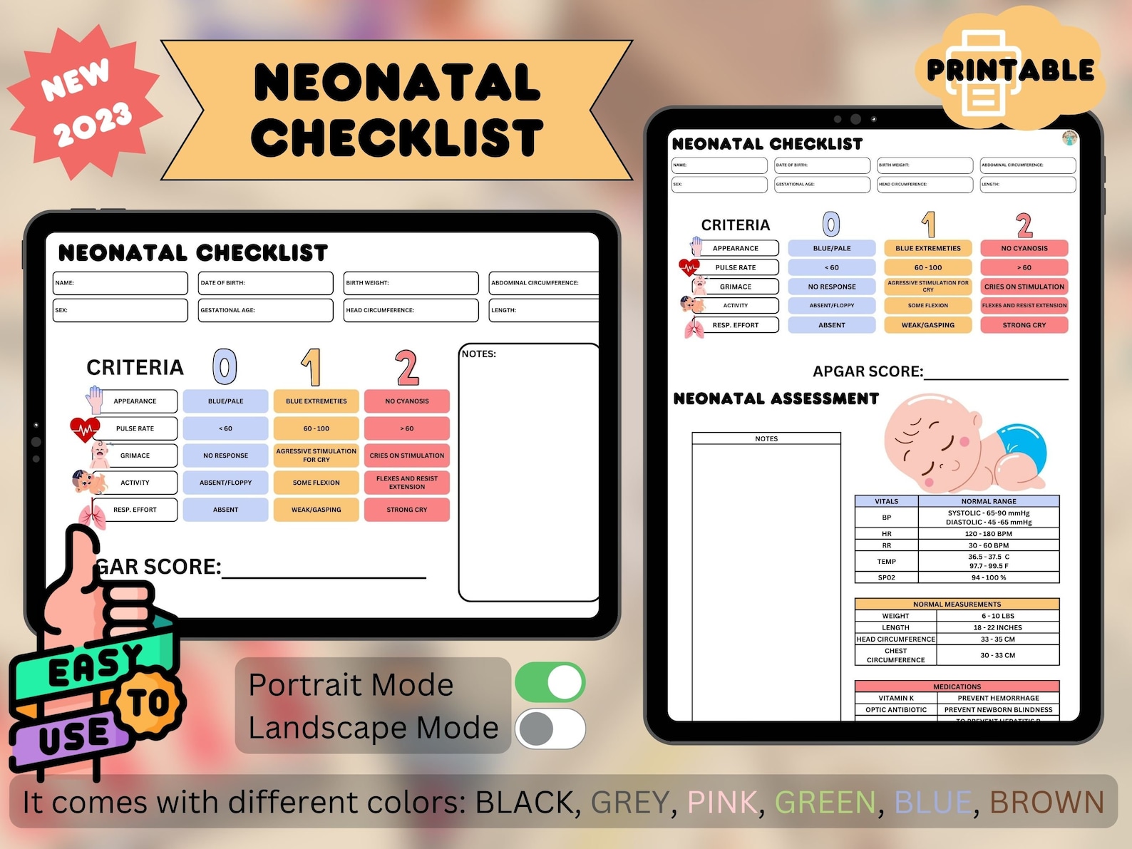 Printable Neonatal Nursing Checklist Template NICU Checklist - Etsy