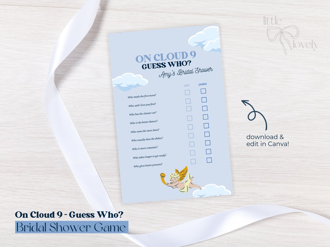 On Cloud 9: Guess Who? Bridal Shower Game | Digital Downloadable - Etsy