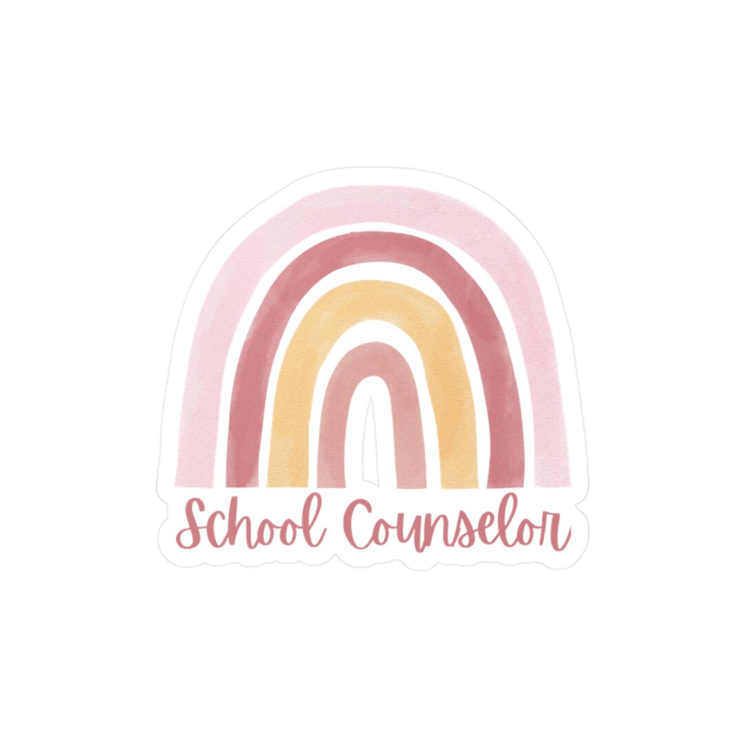 School Counselor Pink Rainbow Sticker - Decal for Laptop, Water Bottle ...