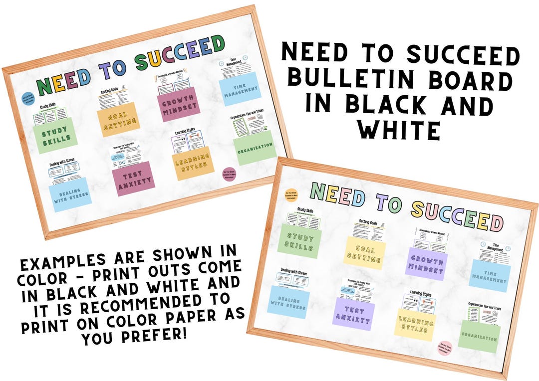 Need to Succeed Bulletin Board Full Set - Black and White - Etsy