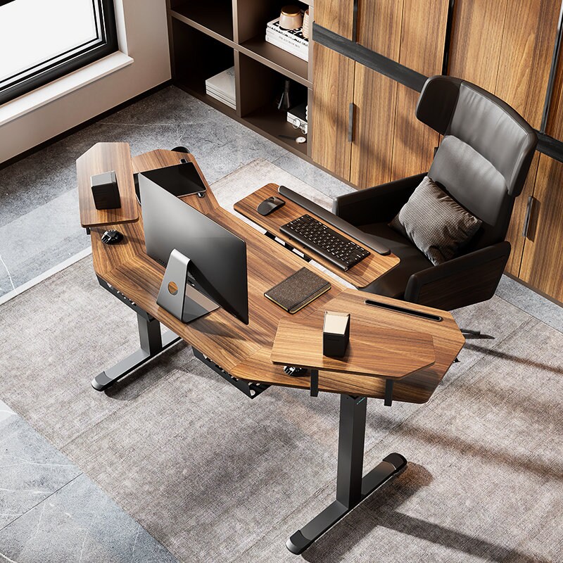 Wing-shaped Standing Desk Workstation Office Desk Large Computer Desk ...