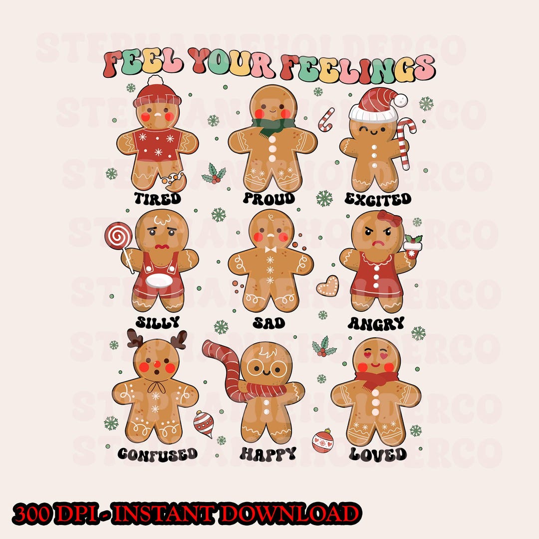 Feel Your Feelings Png, Mental Health Gingerbread Png, Christmas Png ...