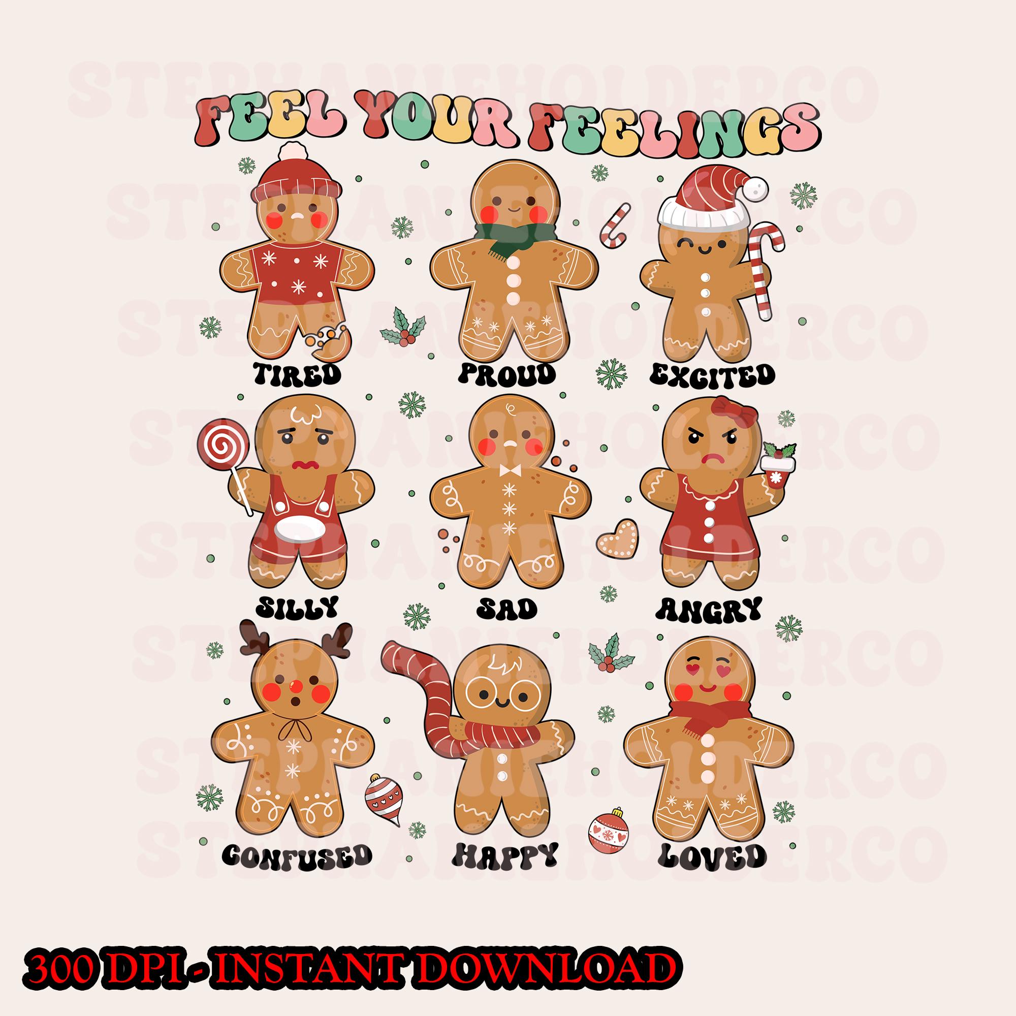 Feel Your Feelings Png, Mental Health Gingerbread Png, Christmas Png ...