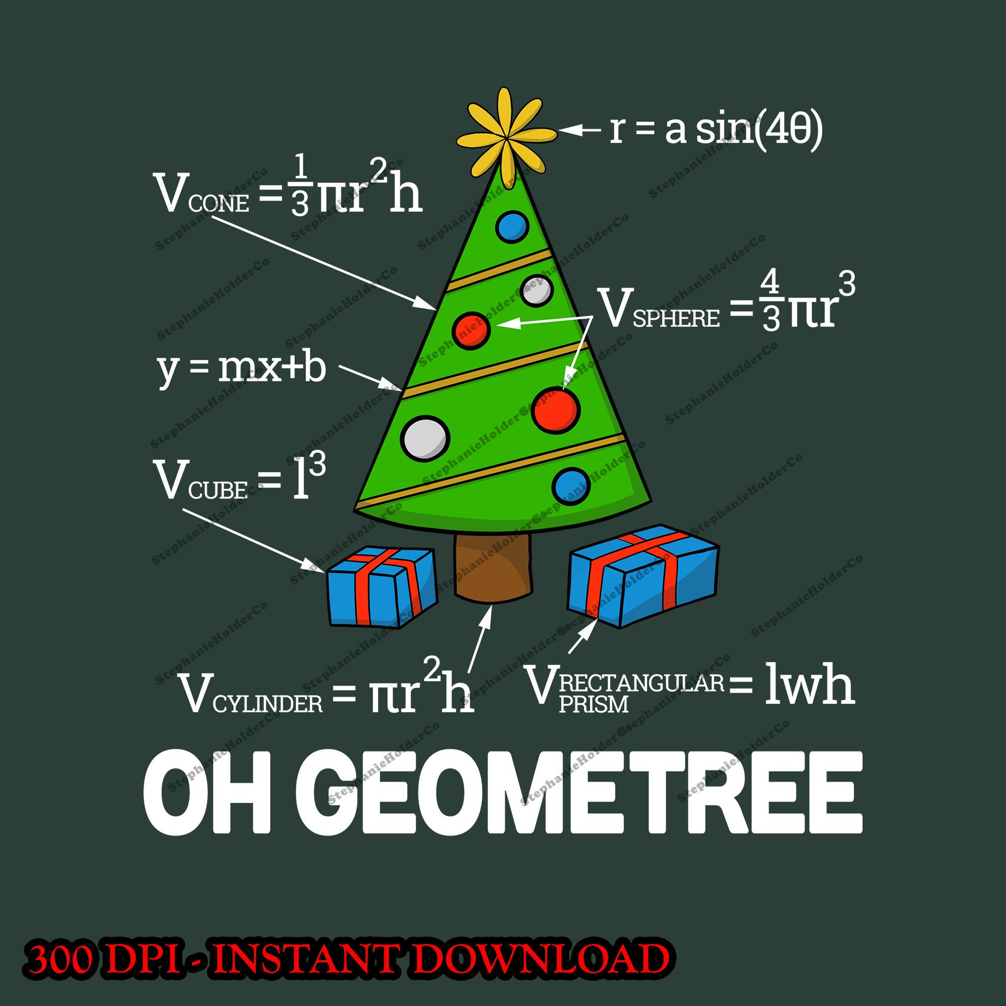 Math Geometry Christmas Tree Teacher Png, Oh Geometree Png, Geometry ...