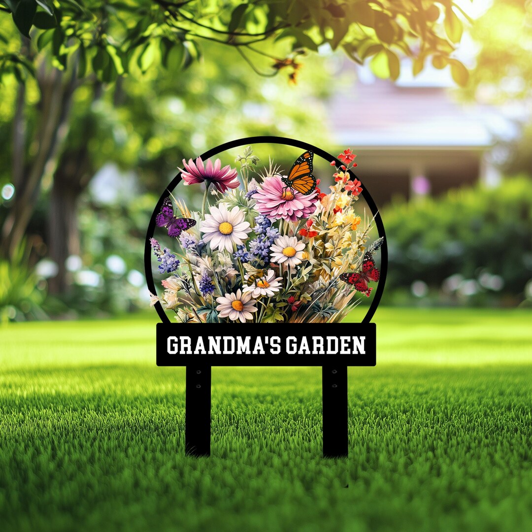 Personalized Flowers Metal Garden Sign With Stake, Mom Gift Garden ...