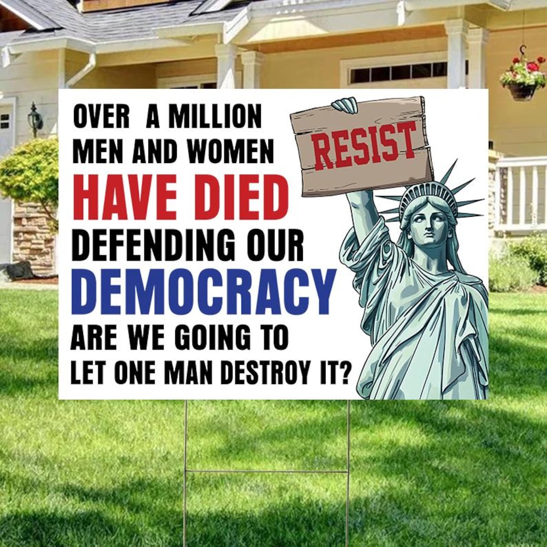 Defend Democracy Yard Sign, Anti Trump Sign, FDT Sign, Resist Sign ...