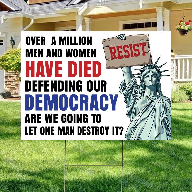 Defend Democracy Yard Sign, Anti Trump Sign, FDT Sign, Resist Sign ...