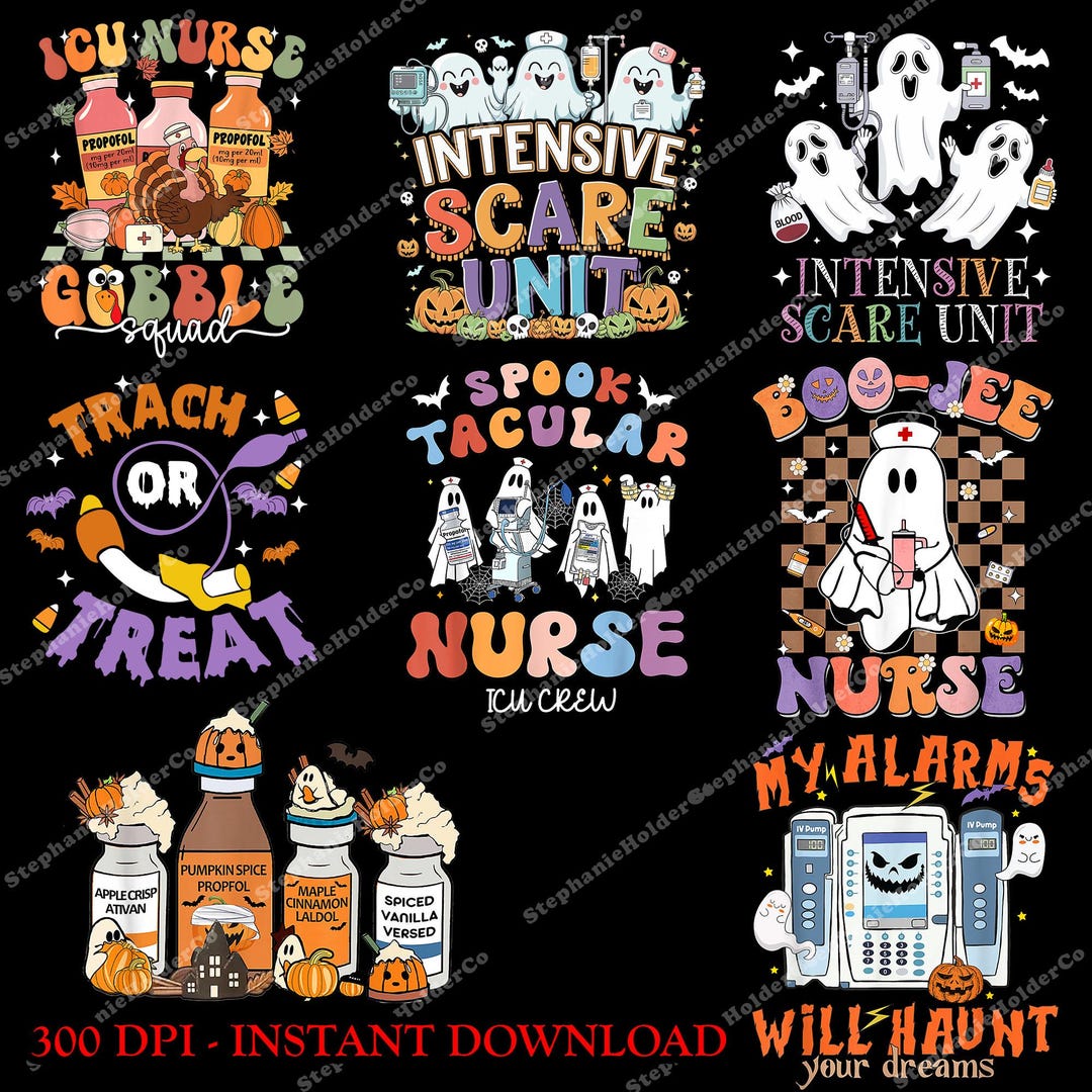 ICU Nurse Halloween Png Bundle, Halloween ICU Nurse Png, Intensive Care ...